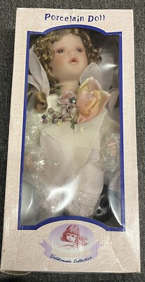 Vintage Goldenvale Collection Porcelain Doll Ivory Dress Floral | eBay