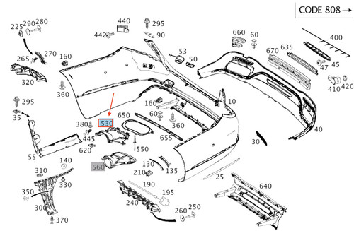 NEW MB S W222 REAR TAILPIPE TRIM LEFT BUMPER HOLDER A2228855401 ...