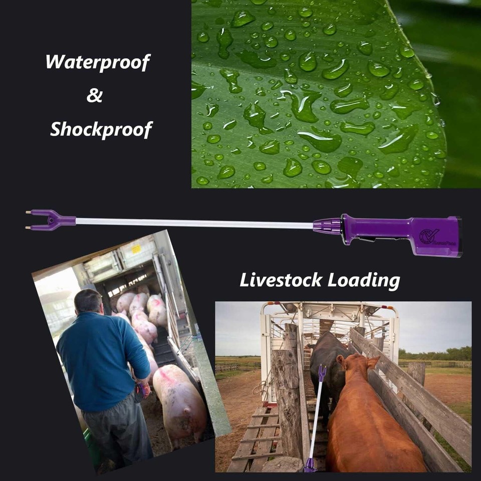 Purple Rechargeable Livestock Prod Waterproof Cattle Prod Hot Shot ...