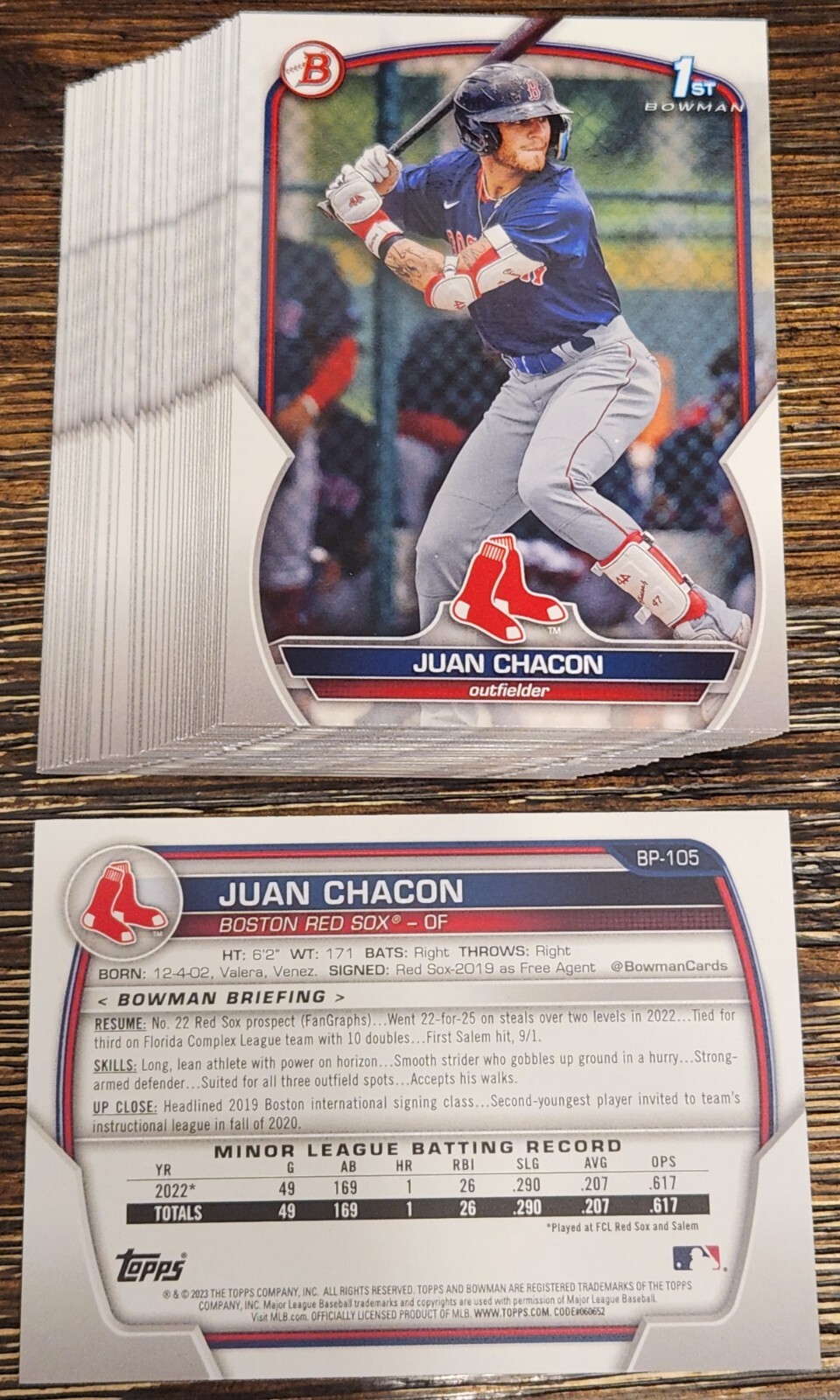 2023 Bowman Juan Chacon 1st Paper Lot x45- Boston Red Sox Prospect | eBay