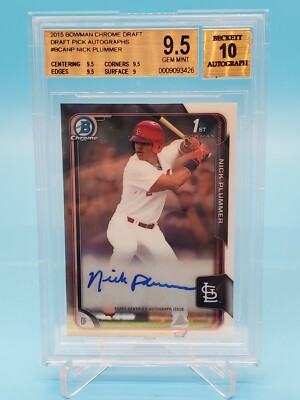 2015 Bowman Chrome NICK PLUMMER AUTO #BCA-NP BGS 9.5/10🔥1st BOWMAN🔥NY ...