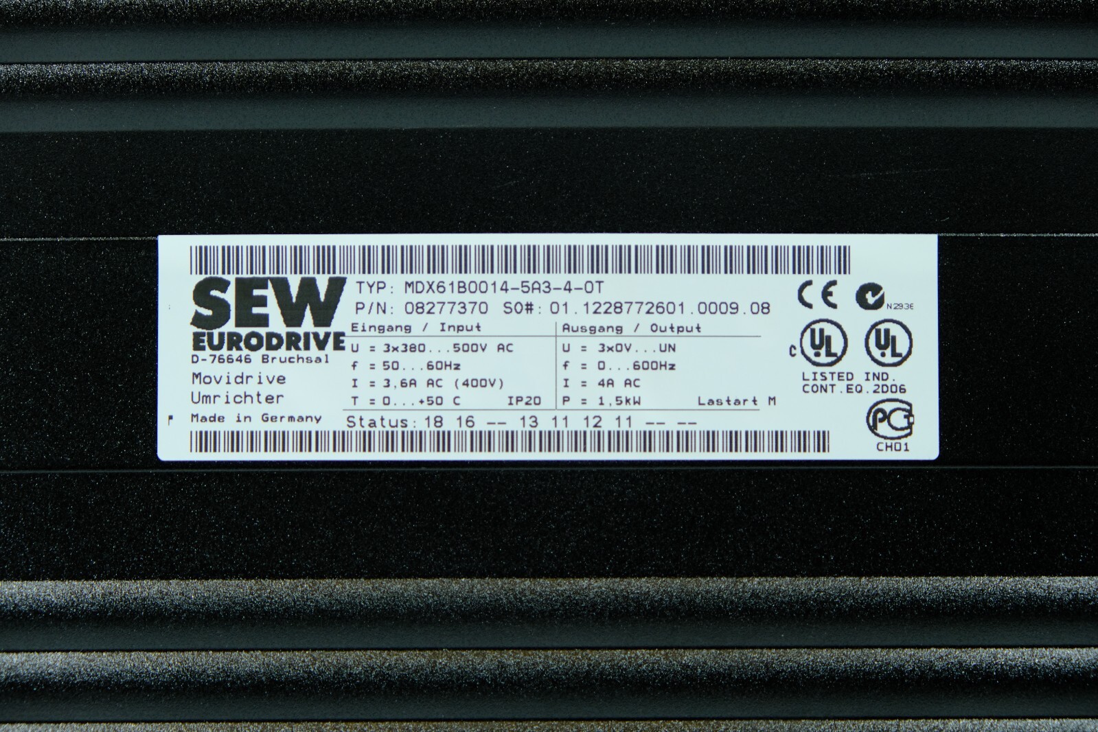 SEW Eurodrive MOVIDRIVE MDX61B0014-5A3-4-0T + DFP21B + DER11B Frequency ...