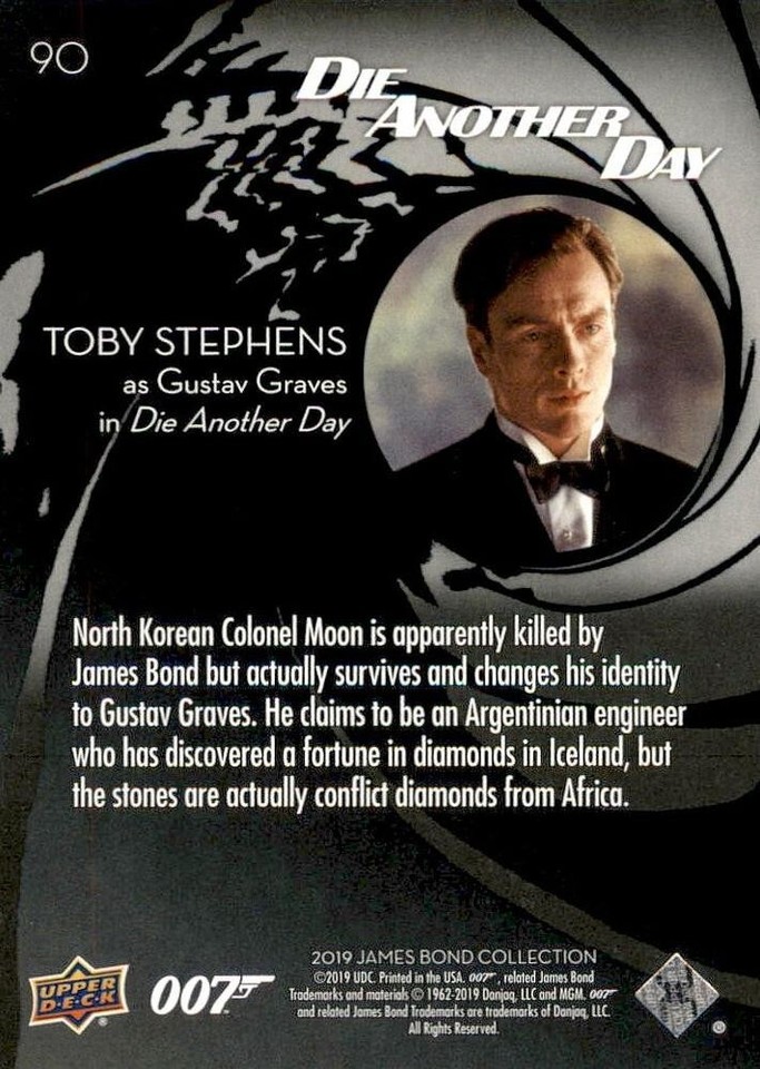 Toby Stephens as Gustav Graves-2019 Upper Deck James Bond Collection ...