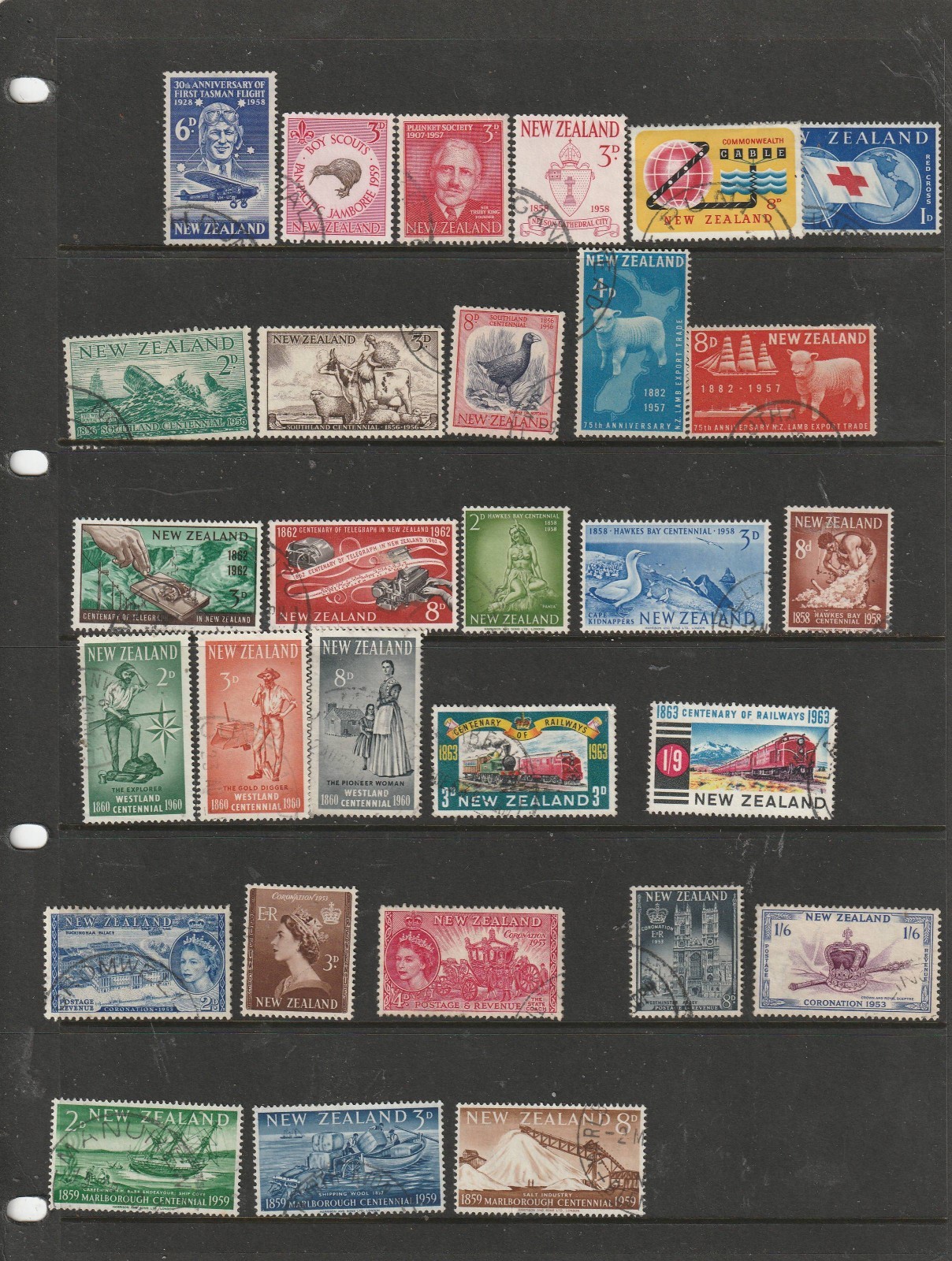 STAMPS NEW ZEALAND COLLECTION 1953-64 8 SETS +6 SINGLES FINE USED ...
