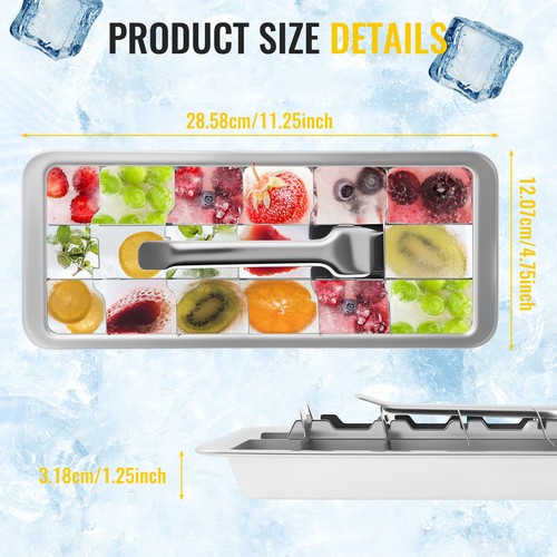 Stainless Steel Ice Cube Mold Stackable Ice Cube Tray with 18 ...