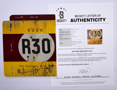RUSH BAND SIGNED R30 TOUR DVD COVER NEIL PEART ALEX LIFESON GEDDY LEE ...