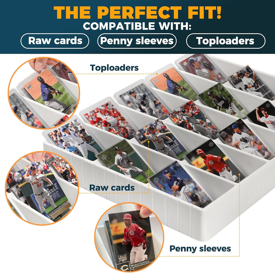 Card Sorting Tray - Stackable Trading Cards Organizer, 15-Compartment ...