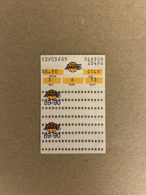 1989-90 Los Angeles Lakers Ticket Stub 12/5 Row 6 Seat 12 | eBay