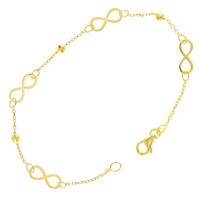 Italian 14k Yellow Gold Ball Bead Infinity Link Anchor Bracelet 6.25" 4 ...