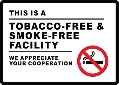THIS IS A TOBACCO-FREE & SMOKE-FREE FACILITY | Adhesive Vinyl Sign ...