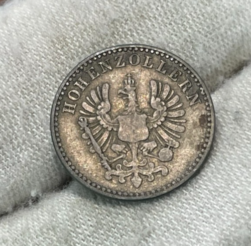 1852 A German Hohenzollern 3 Kreuzer Silver Coin 22,000 Mintage RARE ...