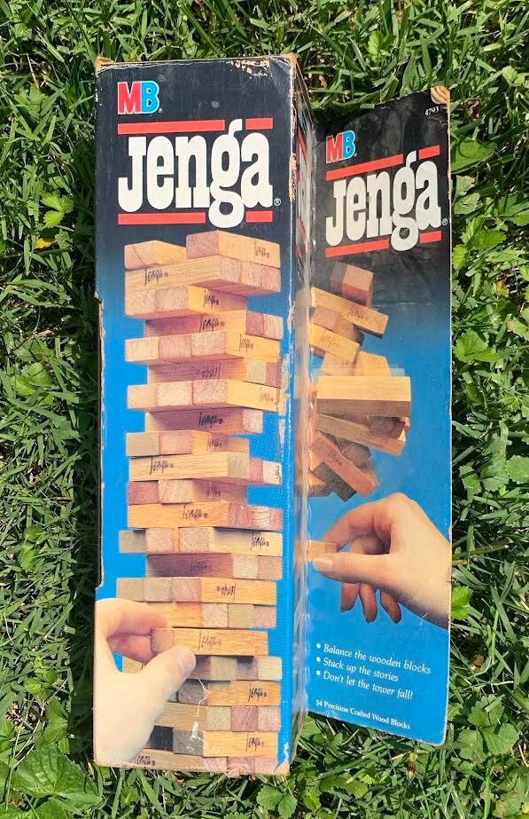 Vintage JENGA 1986 1st Edition Milton Bradley Wood Block Party Game ...