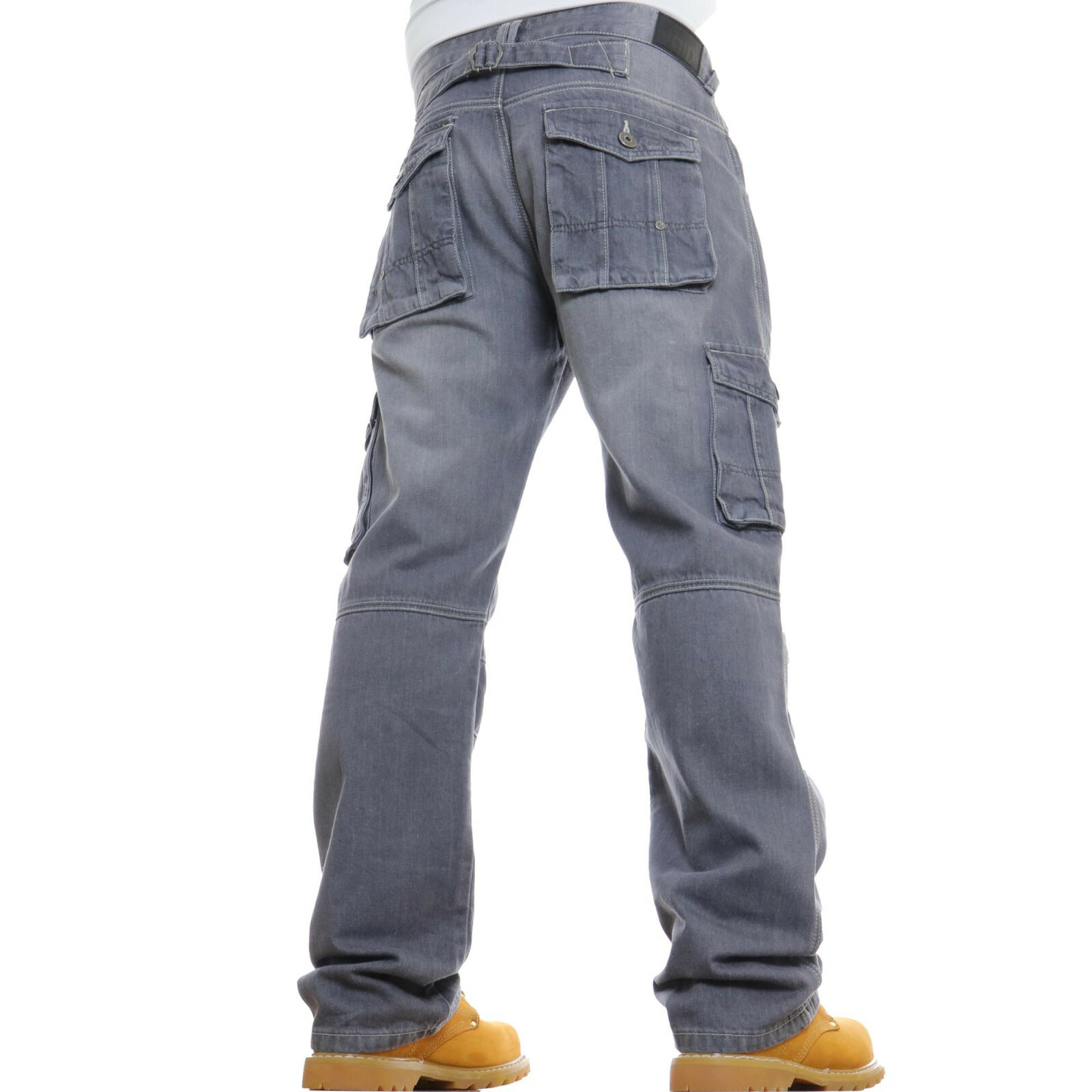 Mens CROSSHATCH Cargo Combat Jeans New Casual Work Relax Denim Pants ...