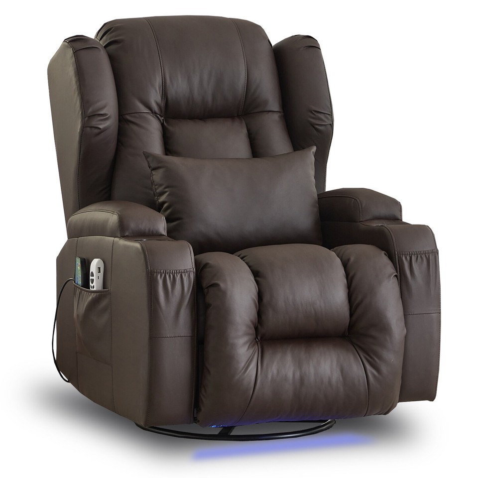 Swivel Glider Rocker Recliner Power Rocking Chair with Massage and ...