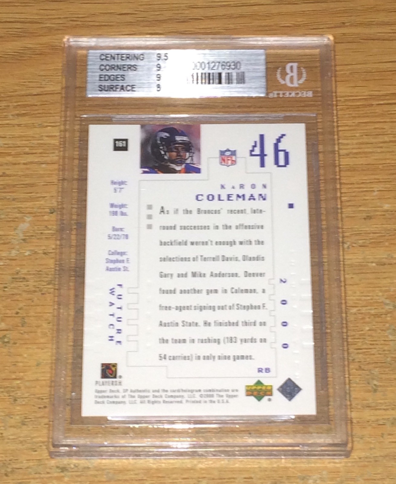 2000 SP Authentic - KaRon Coleman #161 /1250 (RC) for sale online | eBay