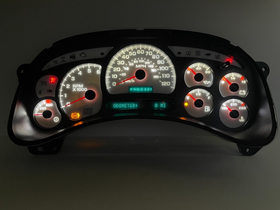 03-05 Silverado Speedometer Gauge Cluster w/ Trans Temp WHITE LED ...