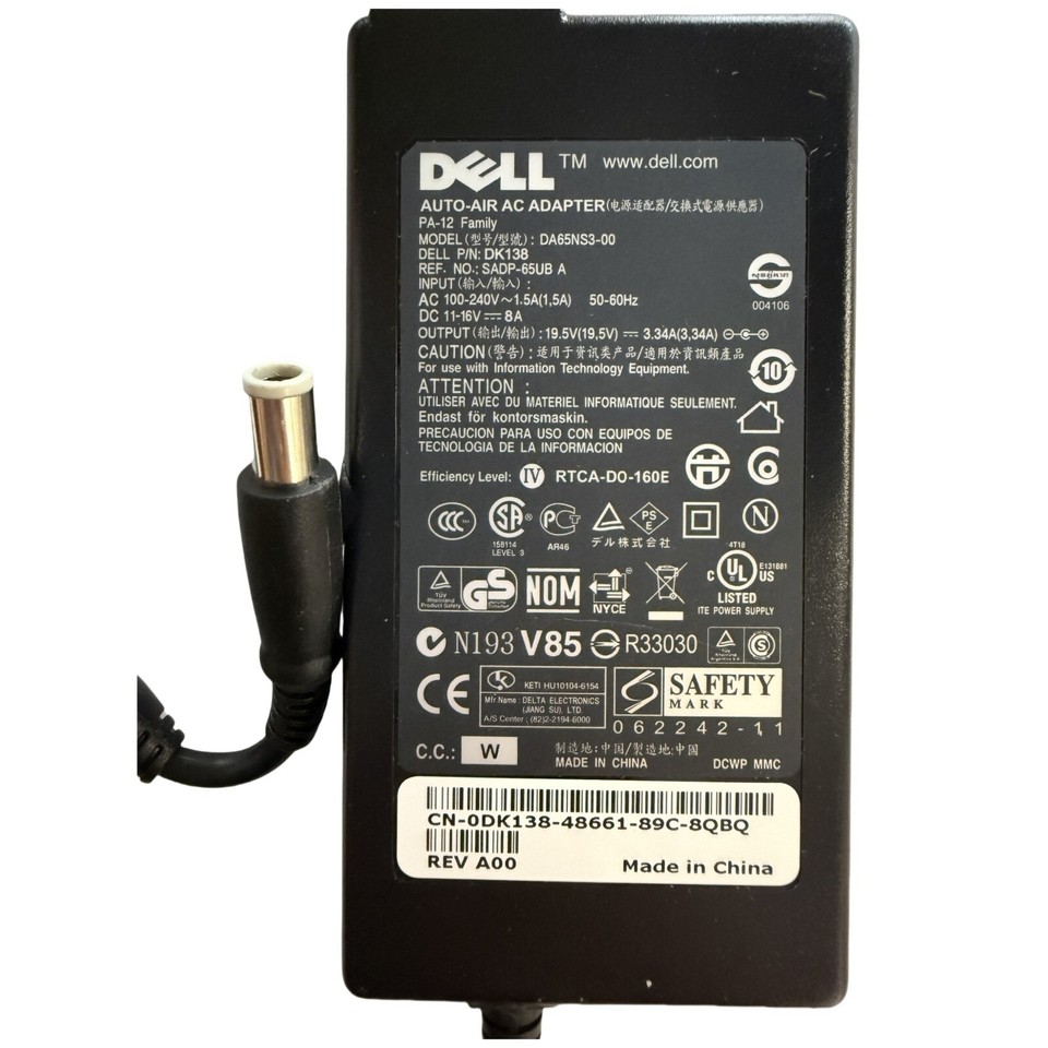 Genuine 65W AC Adapter Dell DK138 PA-12 DA65NS3-00 For Inspiron ...