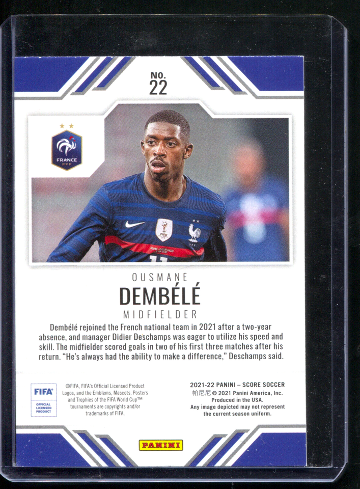 Ousmane Dembele 2020-21 Score Soccer Panini Score Team Sports Card #22 ...