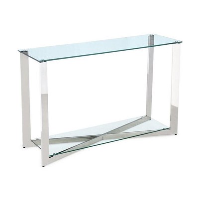 Uptown Club Cole Stainless Steel Console Table in Silver | eBay