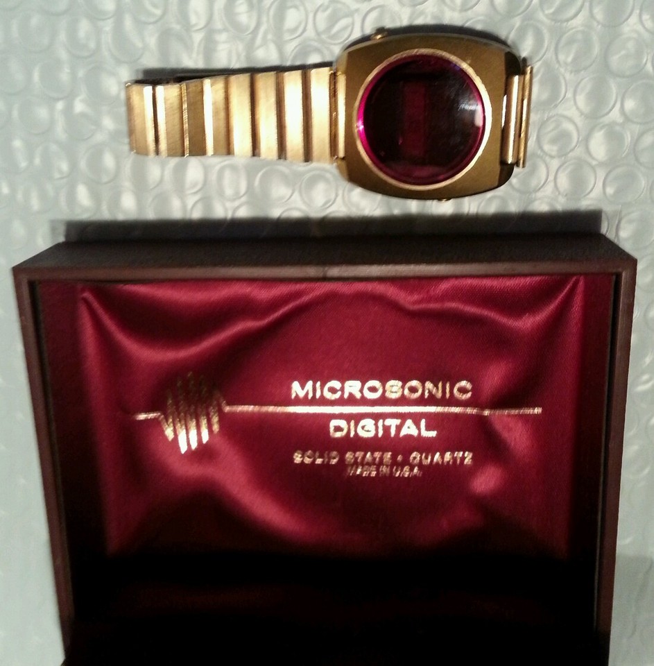 MICROSONIC DIGITAL SOLID STATE RED LED WRISTWATCH RARE VINTAGE | eBay