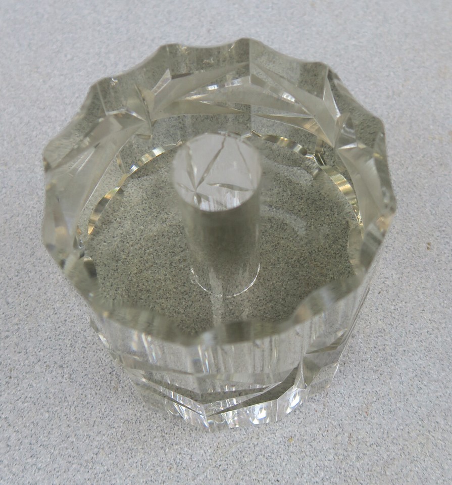 Cut crystal clear glass Vintage Lamp spacer part Czech Italy Austrian ...