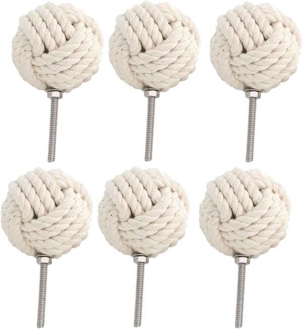 White Cotton Rope Door Cabinet drawer Knobs pull length 2.4 inch | eBay