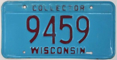 Wisconsin 1972-1986 Collector License Plate, 9459, 4-Digit, Antique ...