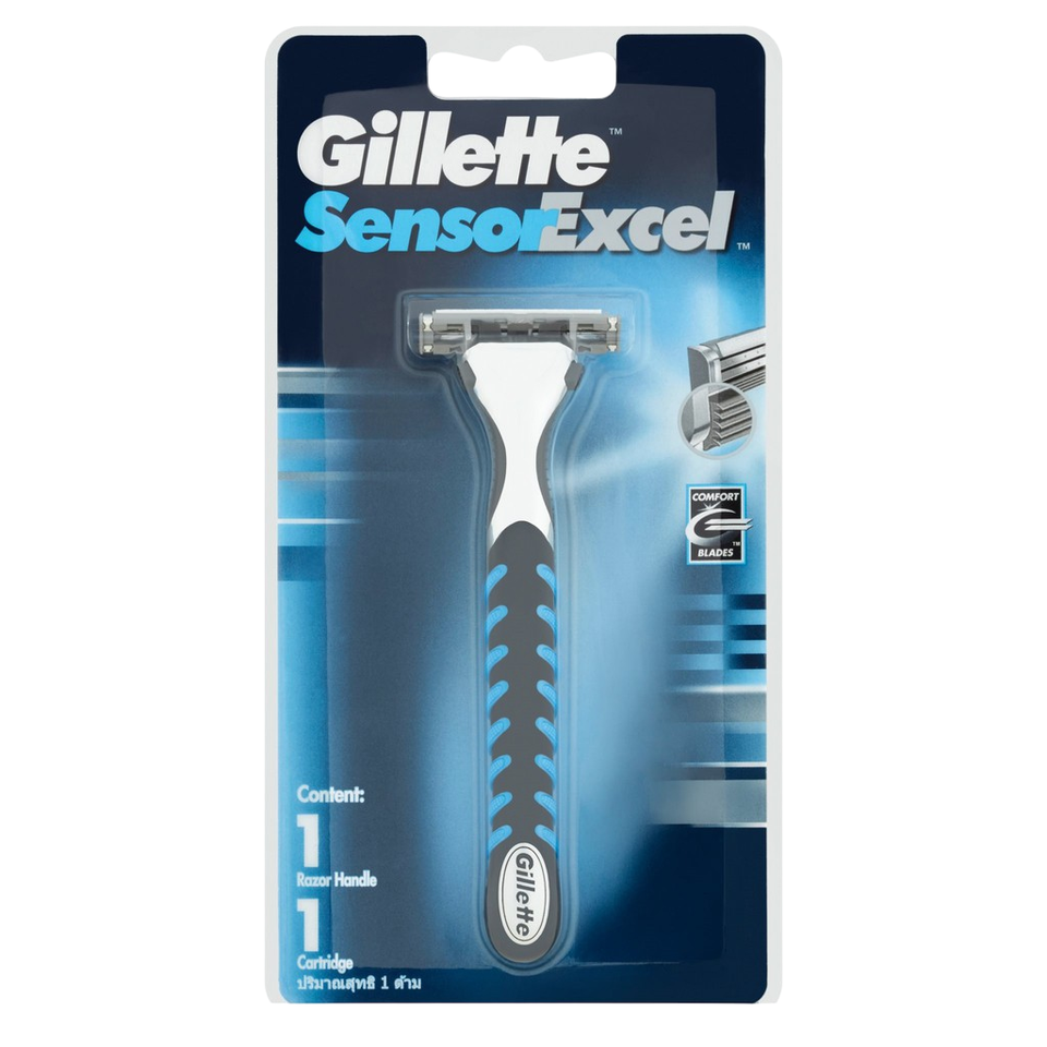 Gillette Sensor Excel Razor Handle Twin Blade Manual 1 Cartridge Free ...