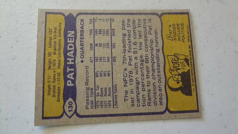 1979 TOPPS # 130 PAT HADEN FOOTBALL CARD | eBay