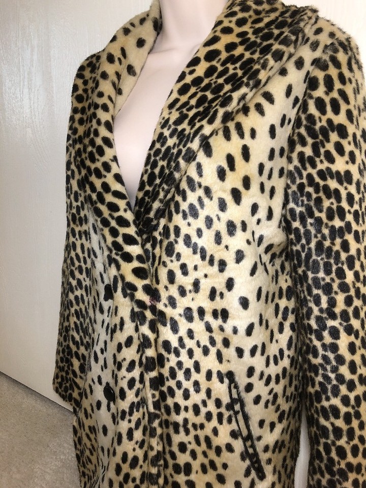 ASOS Leopard Cheetah Double Breasted Faux Fur Coat Sz 4 NEW | eBay
