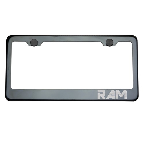 Titanium Gun Metal License Plate Frame RAM Laser Etched Metal Screw Cap ...