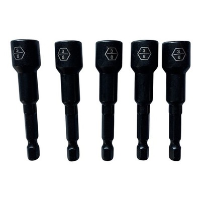 5 pc Short Magnetic Nut Setter Bit 1/4" Hex Shank to 3/8" Socket ...