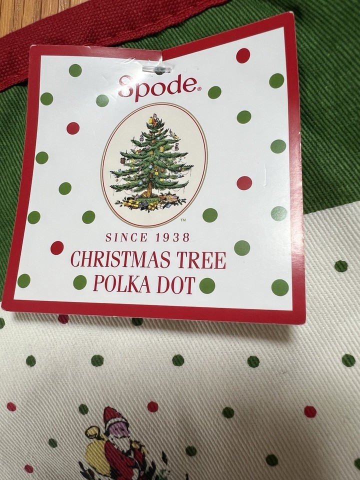 2 Spode Christmas Tree Polka Dots Kitchen Oven Mitts Anti Slip Backing ...