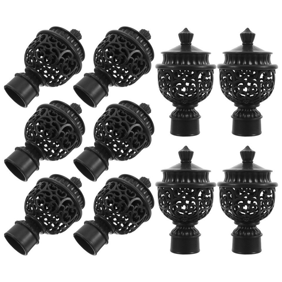 10 Pcs Hollow Roman Club Head Curtain Rod End Caps Finials for Rods ...