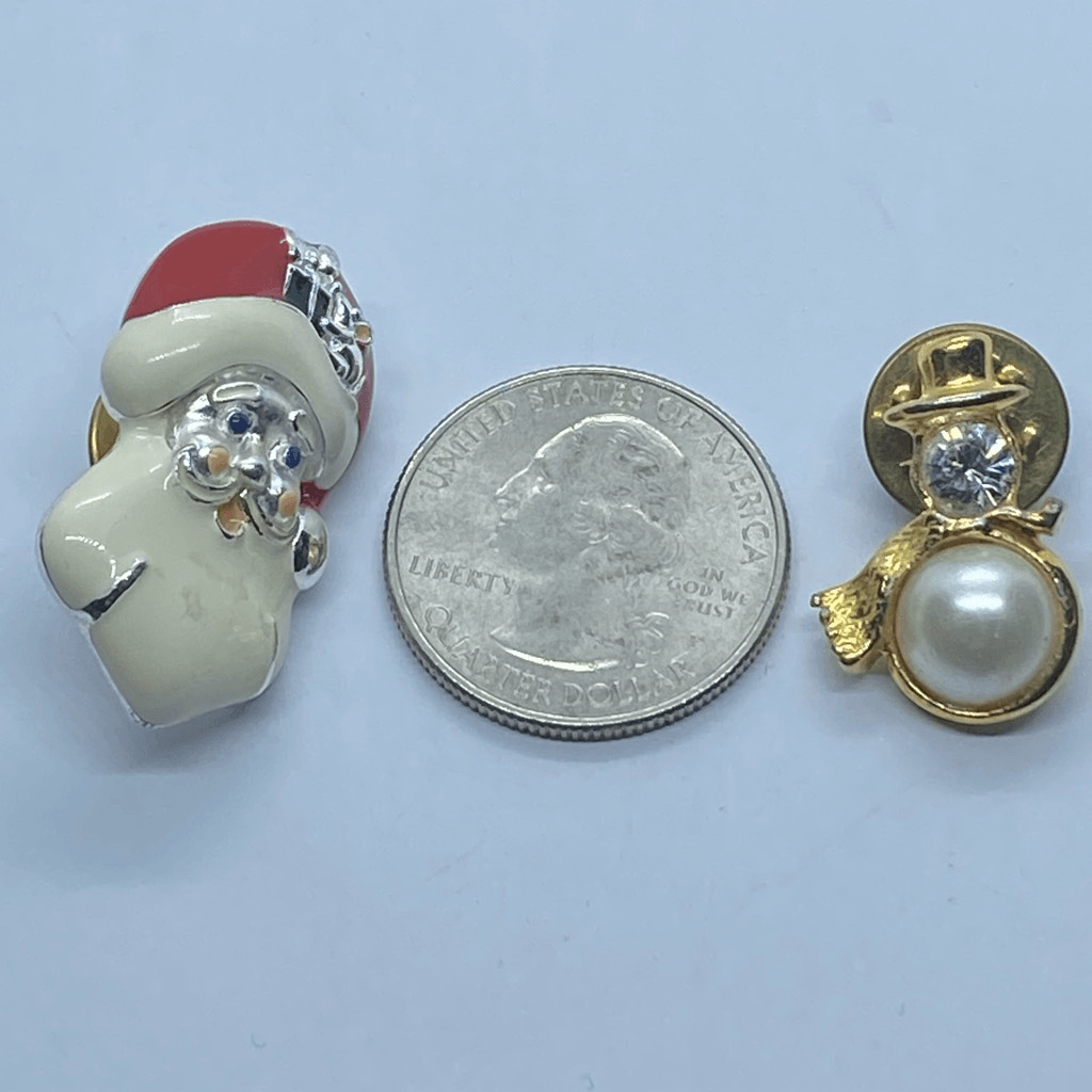 2 Winter / Christmas Themed Small Holiday Lapel Pins Santa Claus ...