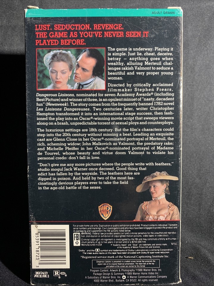 Dangerous Liaisons (VHS, 1995) 85391187233| eBay