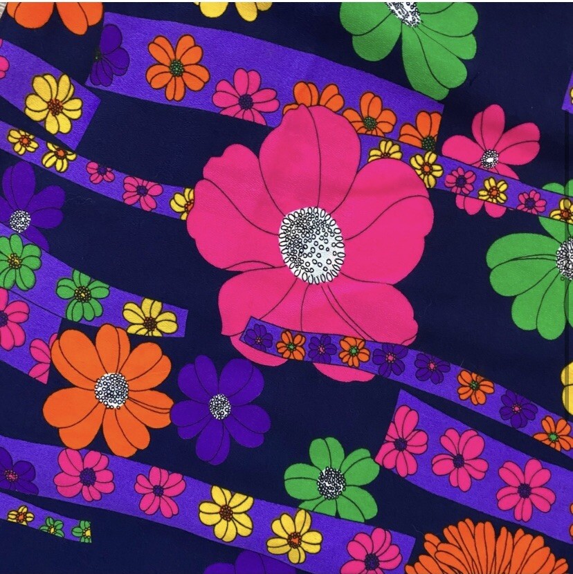 Vintage Hippie 60’s 70’s Bright Mod Colors Floral Pe… - Gem