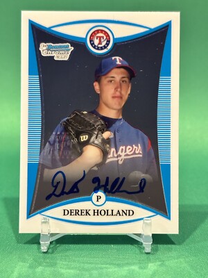 2008 Bowman Draft Prospects Chrome Derek Holland #BDPP114 Auto Rangers ...