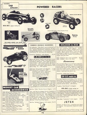 1955 PAPER AD Powered Toy Race Car Midget Engine Cameron Rodzy Plastic ...