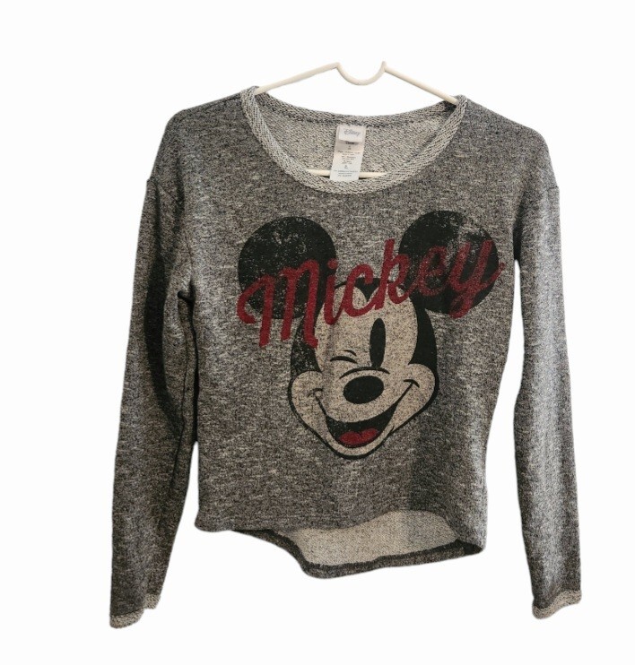 DISNEY vintage winking mickey mouse gray sweater crop… - Gem