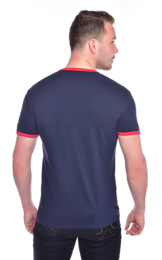 Mens Run & Fly Navy Retro Indie Rainbow Striped Ringer T-Shirt 60s 70s ...