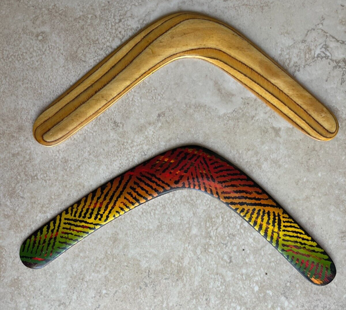 Boomerangs, Set of Two, 14" Handmade, Painted and Lacquered, Wooden Art ...