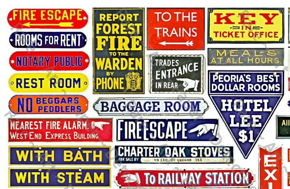Dollhouse Miniature Sign Stickers, 37 Diorama Advertising Signs, 1 ...