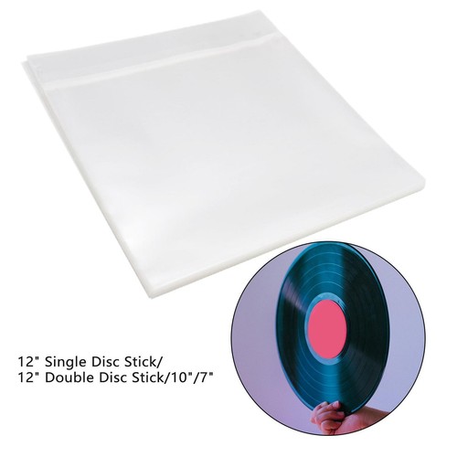 50-Pack Vinyl Record Sleeves Reusable Plastic Records Outer Cover ...
