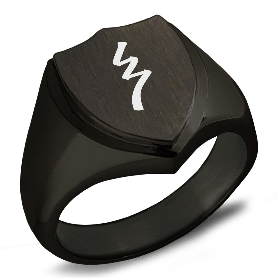 Stainless Steel Reiki Raku Completion Shield Crest Mens Signet Ring | eBay