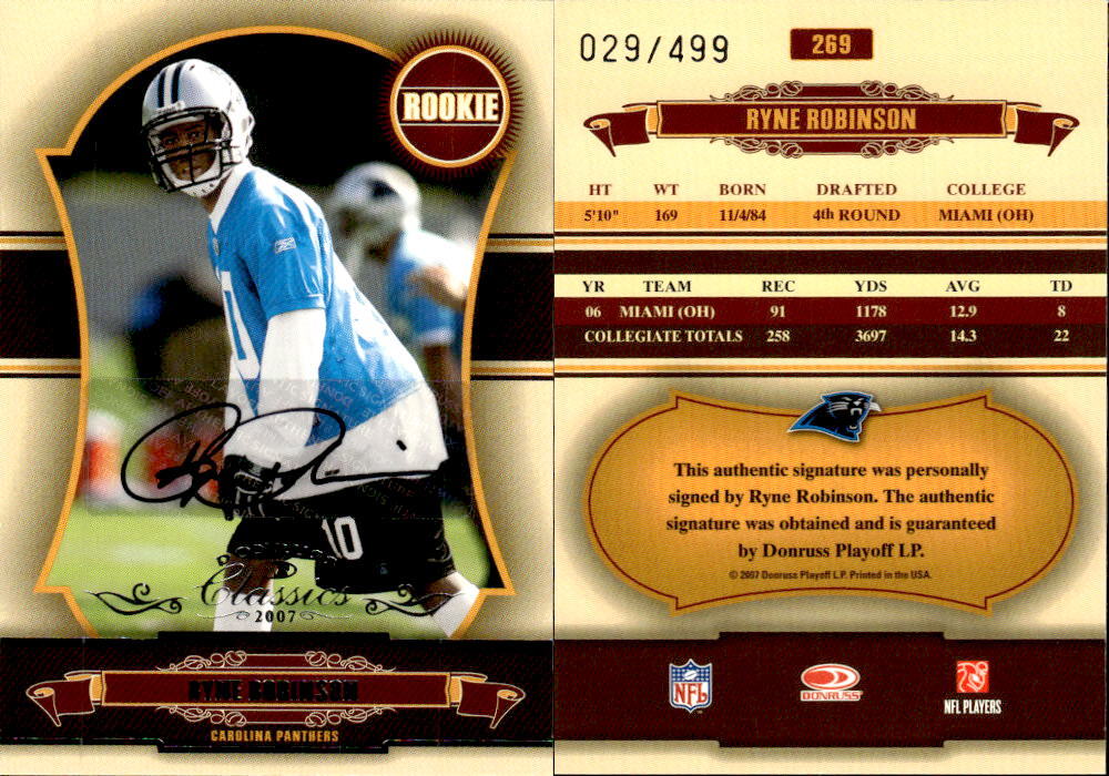 2007 Donruss Classics #269 Ryne Robinson AU/499 RC - NM-MT | eBay