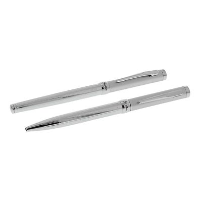 Stratton Two Tone Silver Metal Biro & Roller Ball Pen in Luxury Gift ...