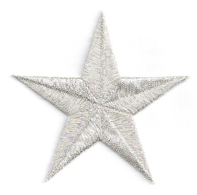 ( SET OF 4 ) Stars - Star - Silver Metallic - Embroidered Iron On Patch ...