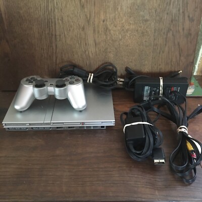 Sony PlayStation 2 PS2 Slim Silver Console SCPH-79001 Bundle W/ Sly 2 ...