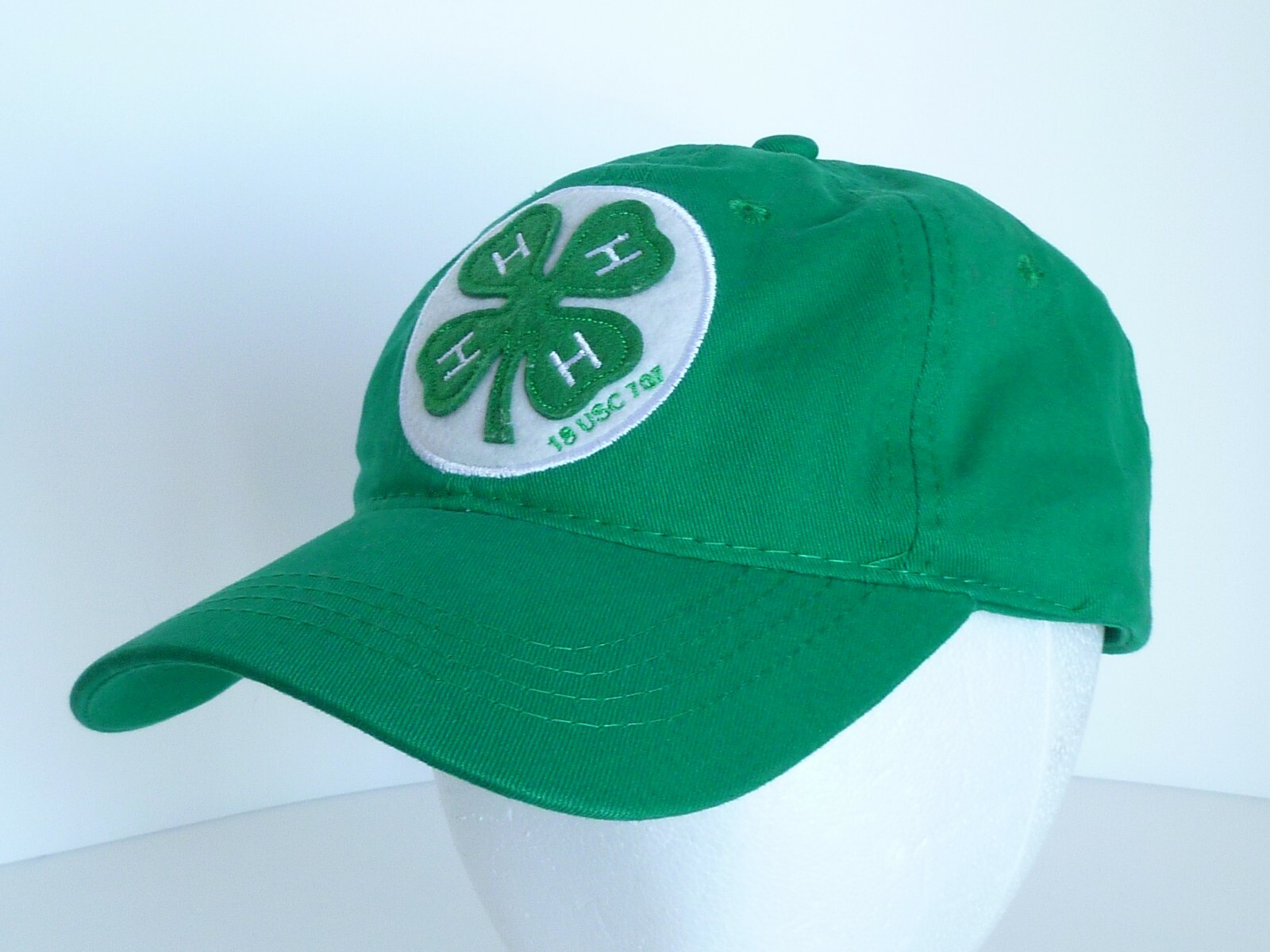 4-H Club Green 100% Cotton One Size Hat Cap 18 USC 707 Shamrock Clover ...